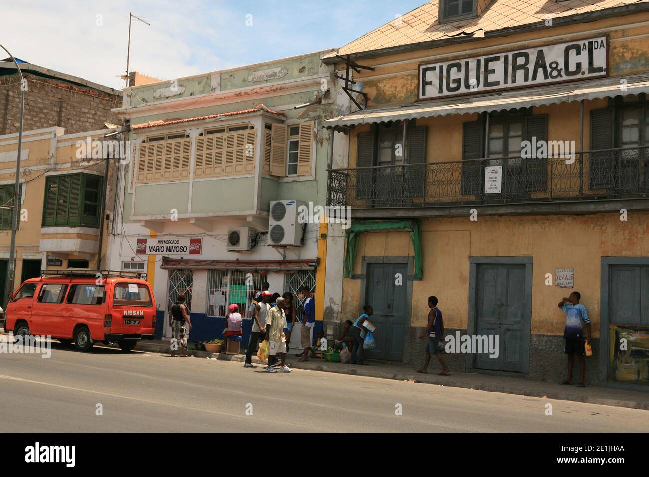 Street view of Mindelo city, Sao Vincent island in Cape Verde Stock ...