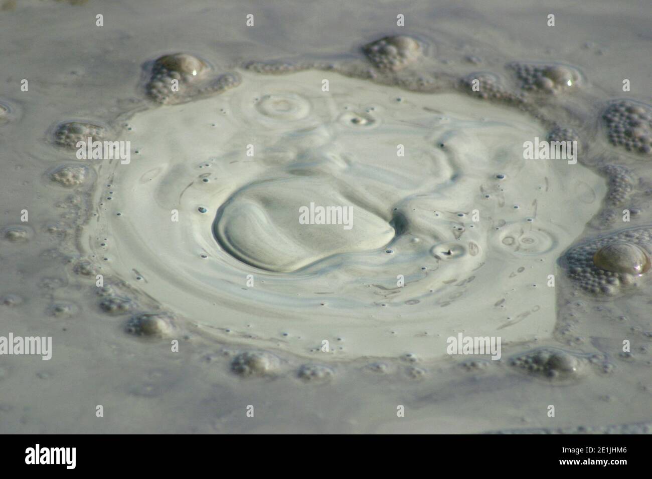 The mud volcanoes (Vulcanii noroiosi), Buzau County, Romania. Gas ...