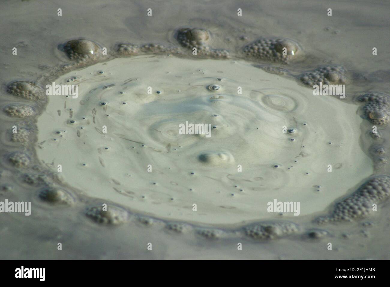 The mud volcanoes (Vulcanii noroiosi), Buzau County, Romania. Gas ...