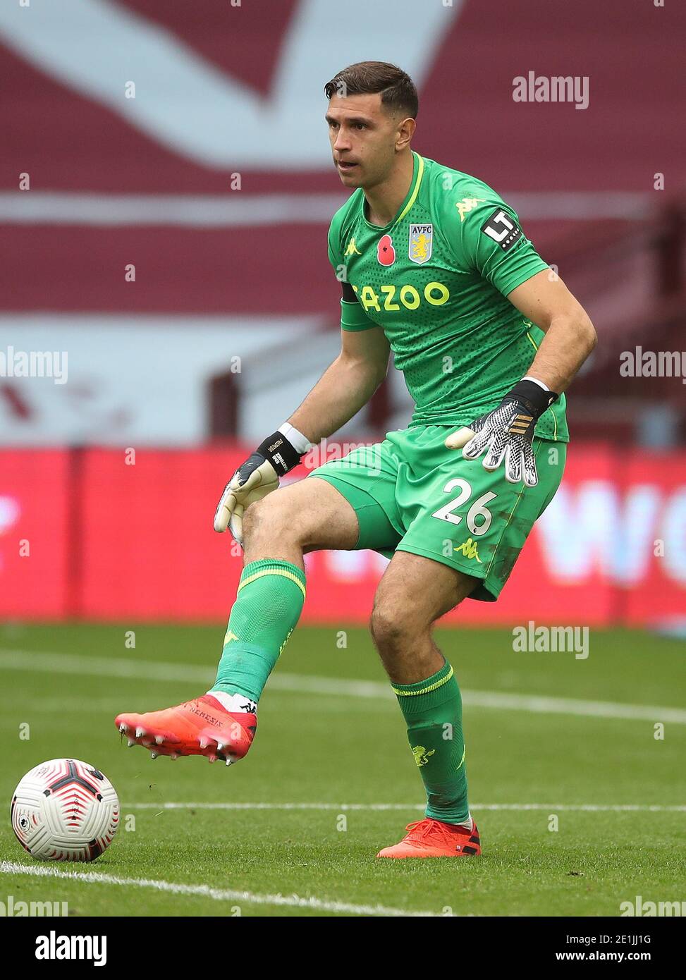 Aston Villa goalkeeper Emiliano Martinez during the Premier League ...