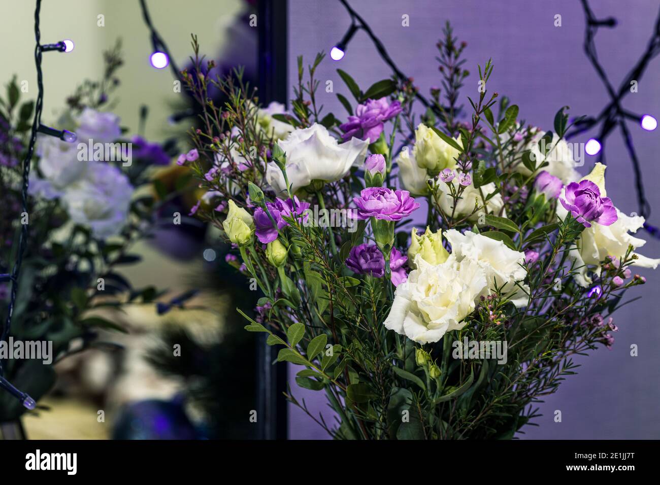 selective focus photo of bouquet of eustoma flowers. beautiful, bright ...