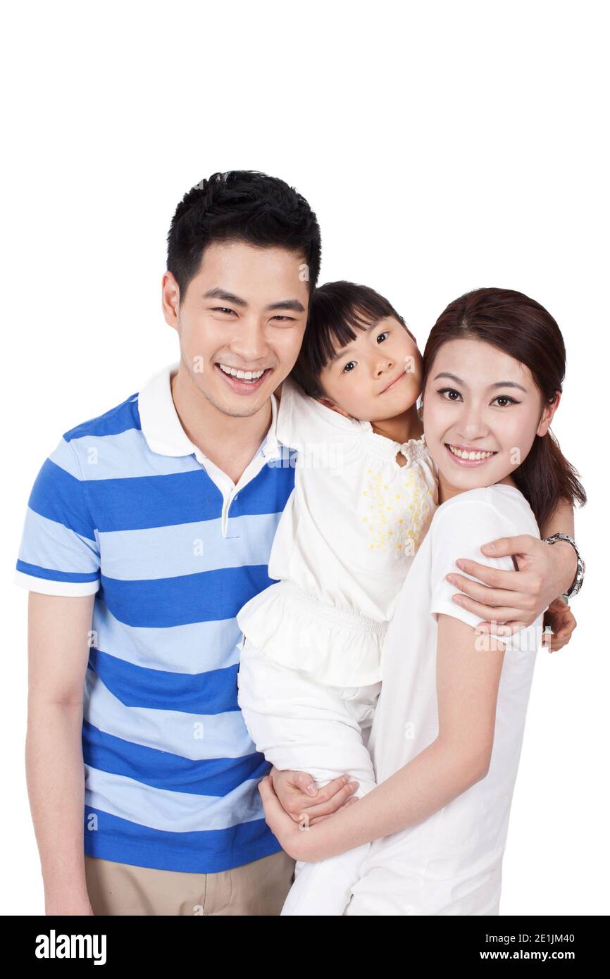 Portrait of a happy family with one child high quality photo Stock ...