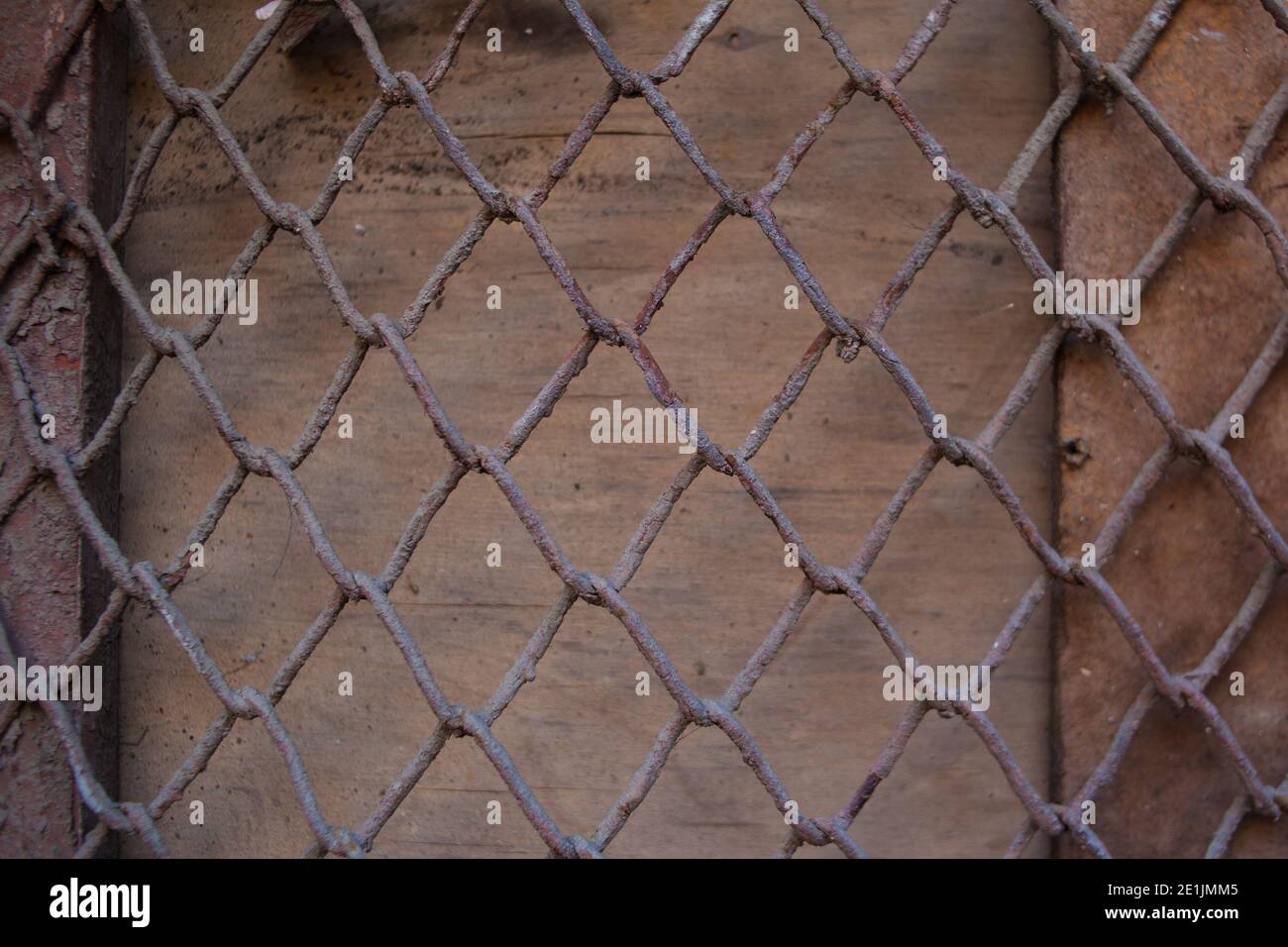 Old Vintage Wood Panel With Iron grid Pattern. mesh fabric Stock Photo ...