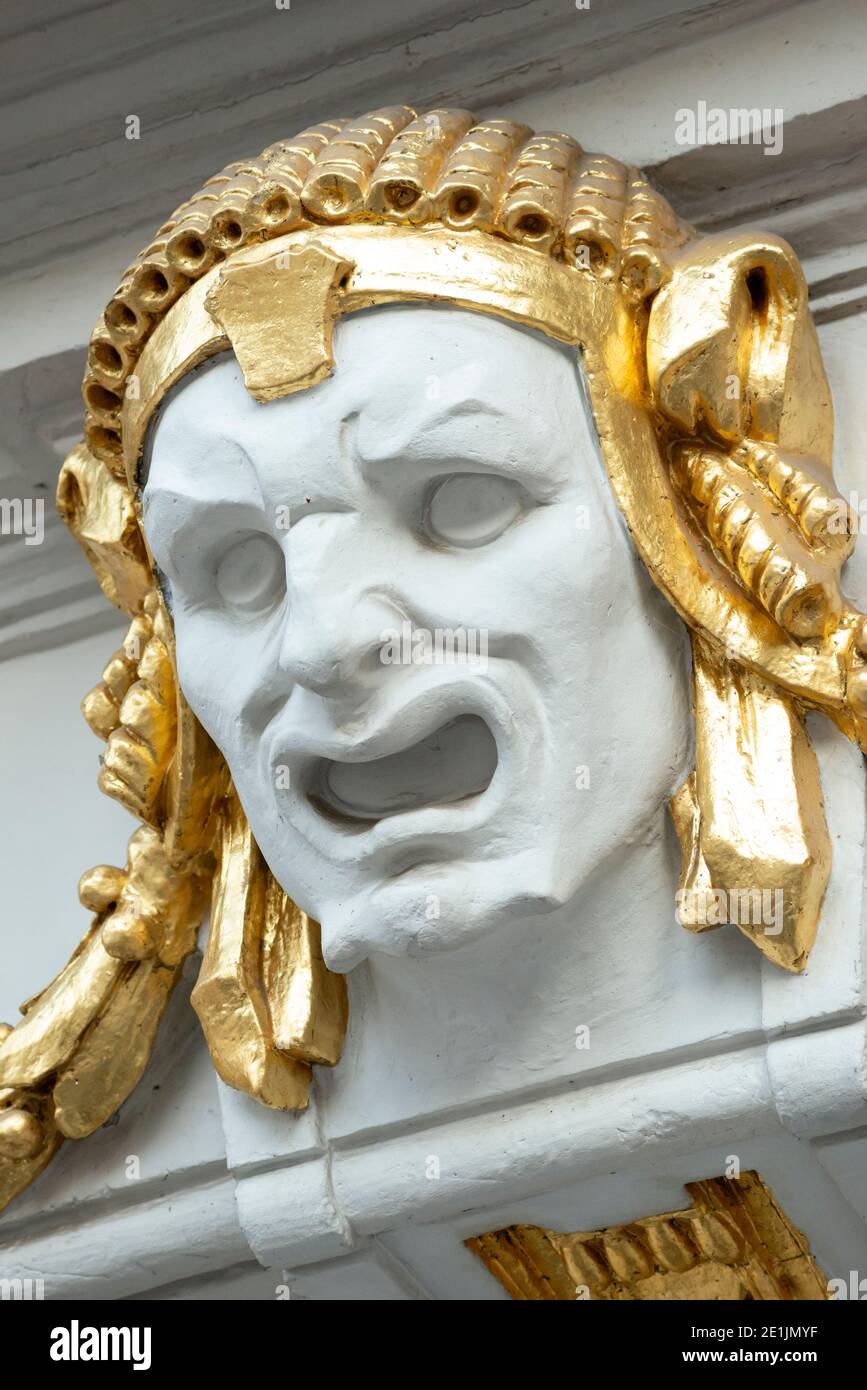Ornamental detail and architectural element of theatrical mask ...