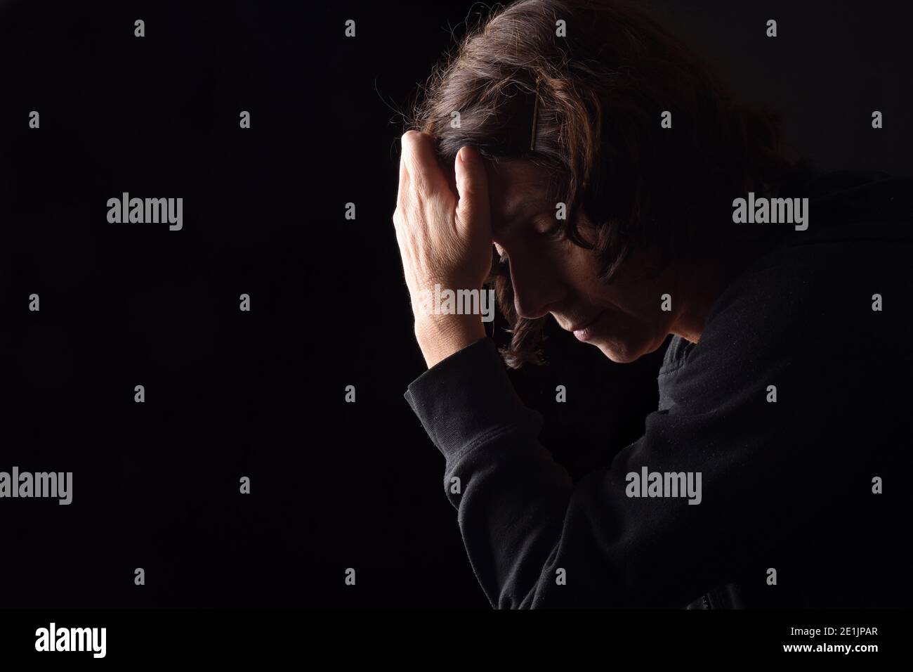 Woman face worried profile hi-res stock photography and images - Alamy