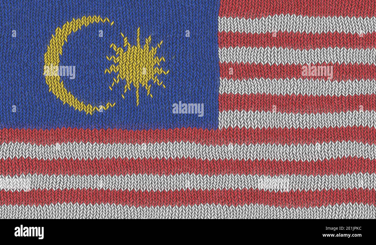 Illustration of a Knitted Flag of Malaysia Stock Photo - Alamy