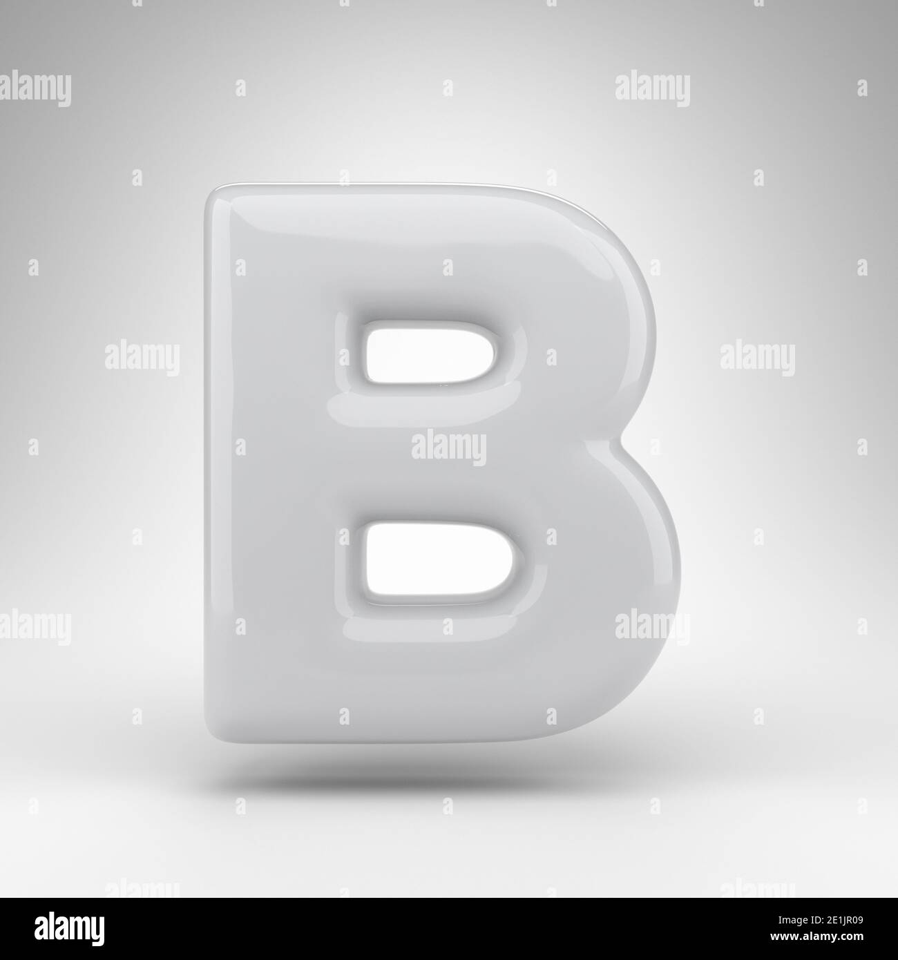 Letter B uppercase on white background. White plastic 3D rendered font ...