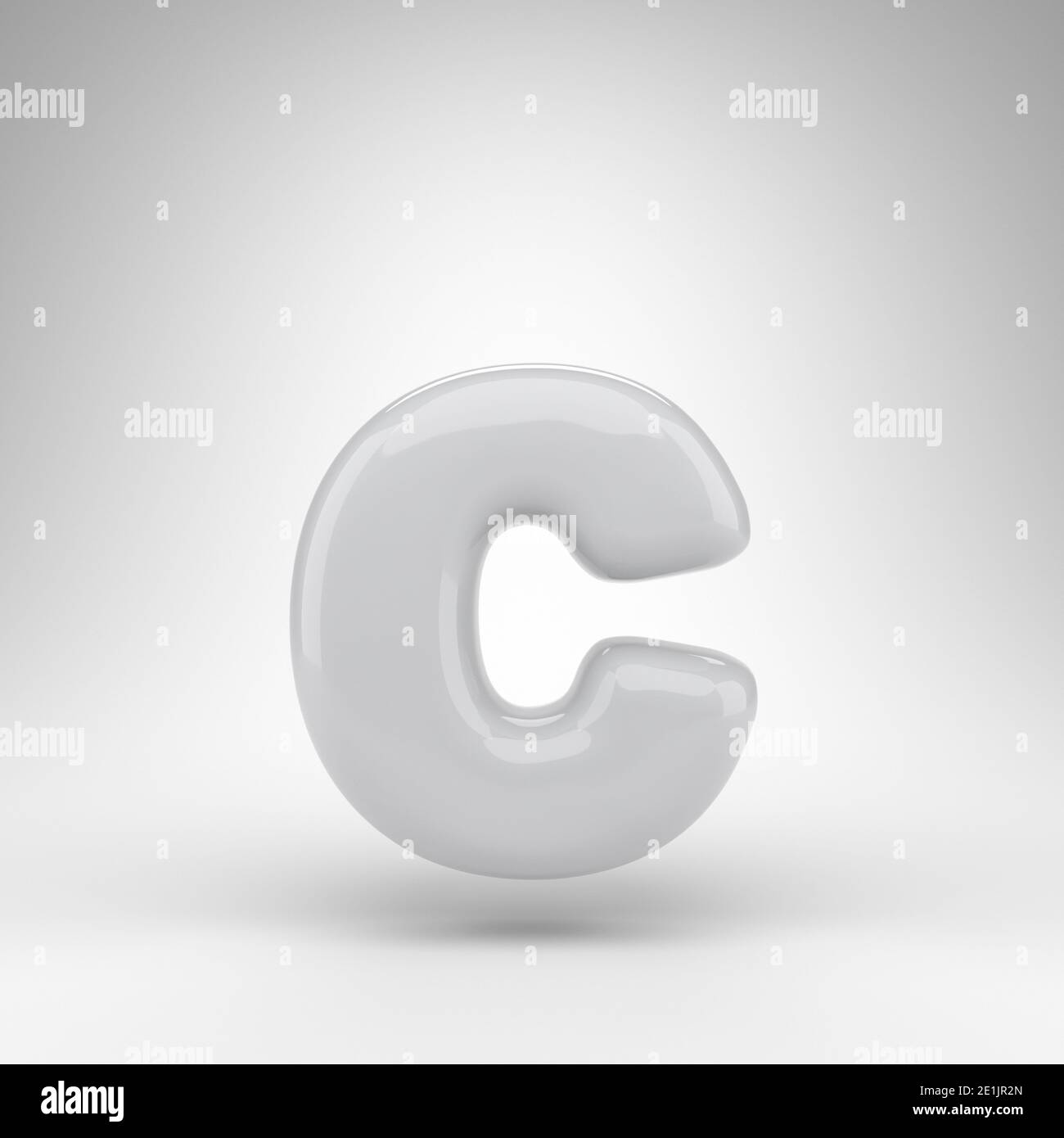 Letter C lowercase on white background. White plastic 3D rendered font ...