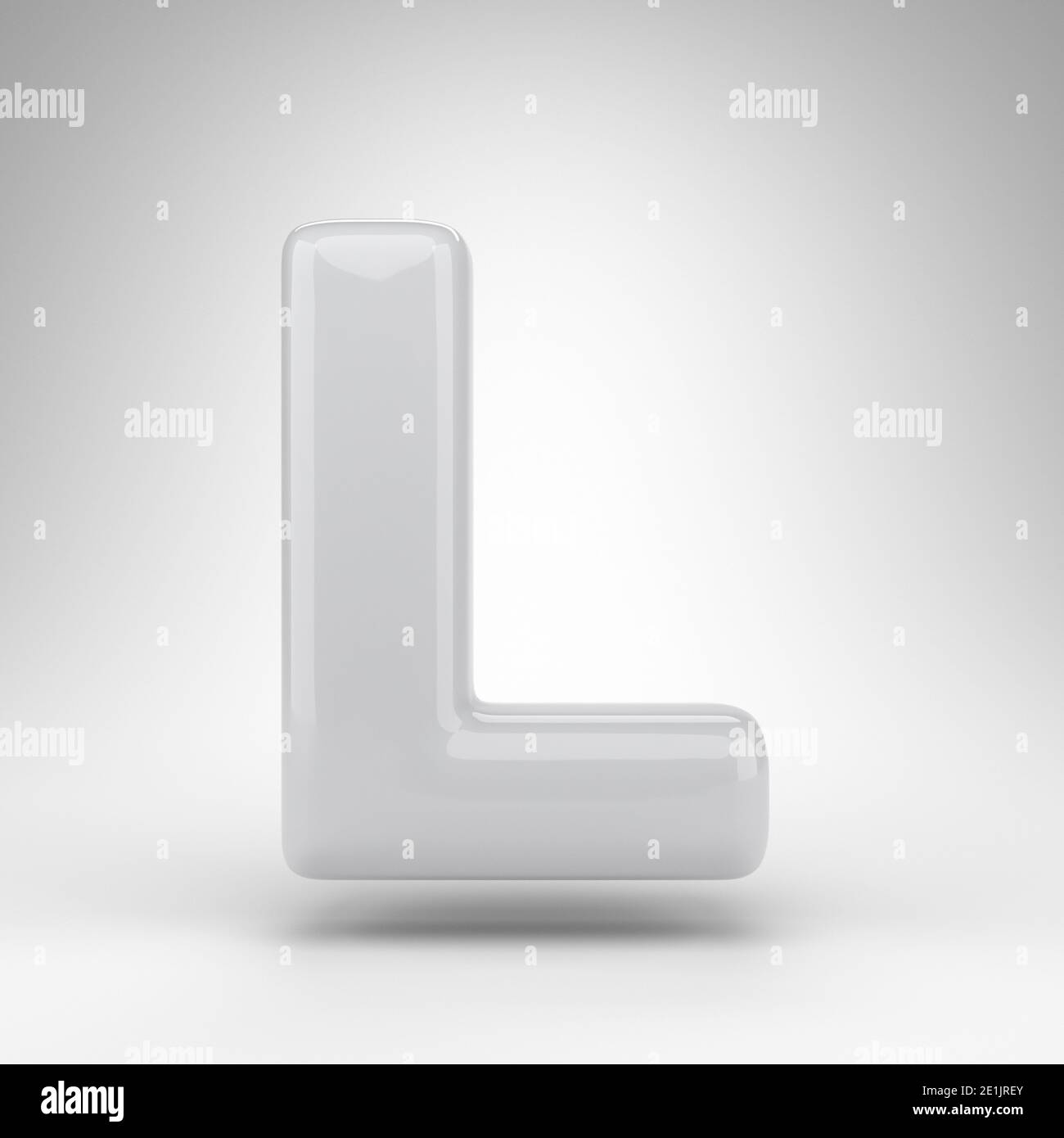 Letter L uppercase on white background. White plastic 3D rendered font ...