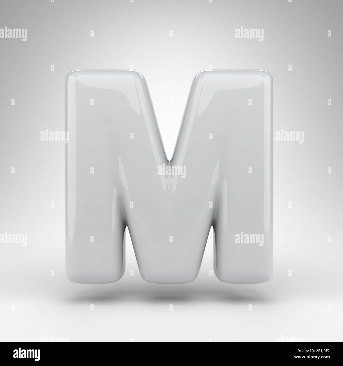 Letter M uppercase on white background. White plastic 3D rendered font ...