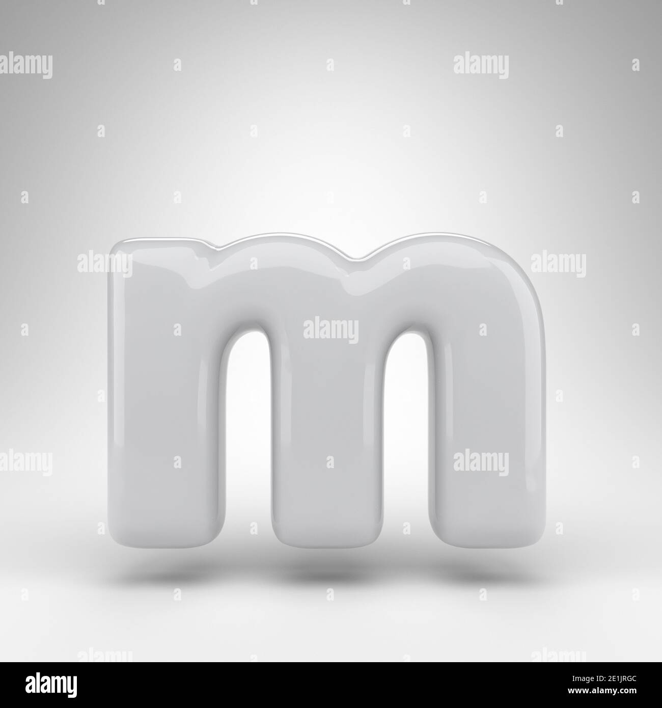 Letter M lowercase on white background. White plastic 3D rendered font ...