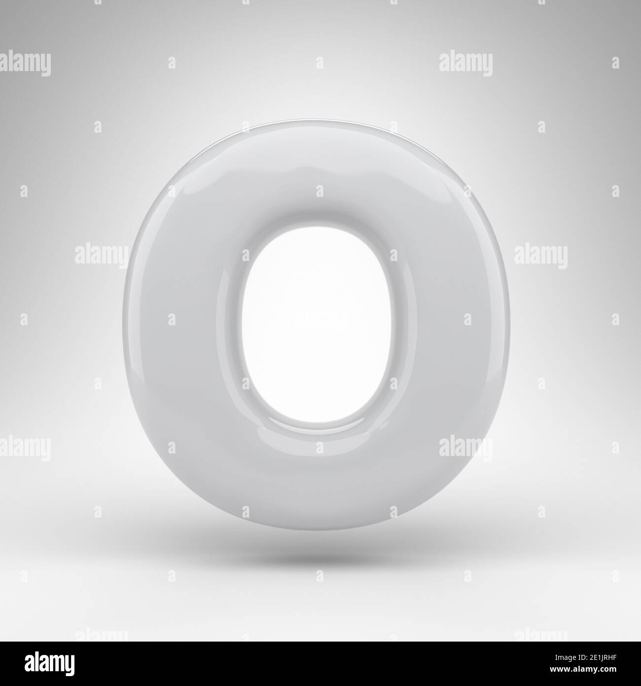 Letter O uppercase on white background. White plastic 3D rendered font ...