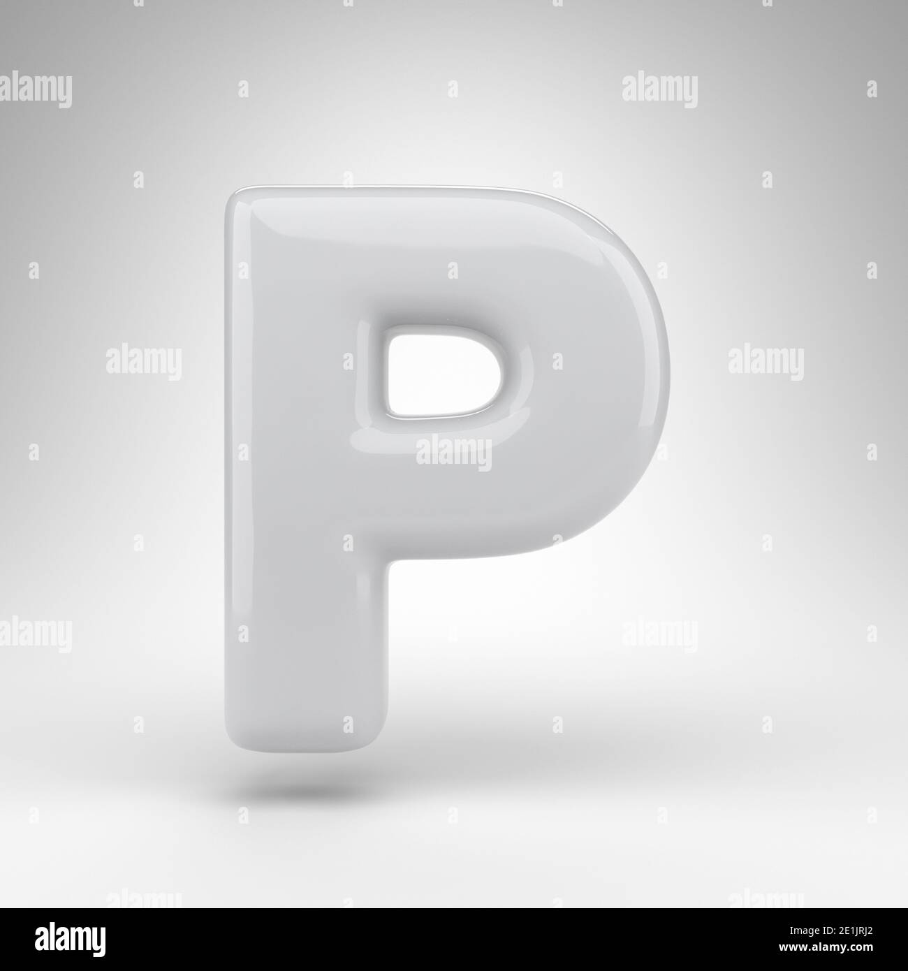 Letter P uppercase on white background. White plastic 3D rendered font ...