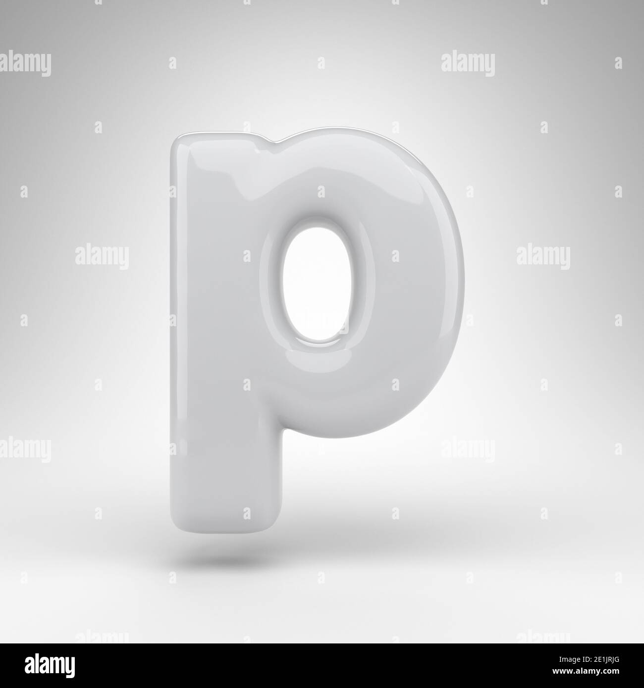 Letter P lowercase on white background. White plastic 3D rendered font ...