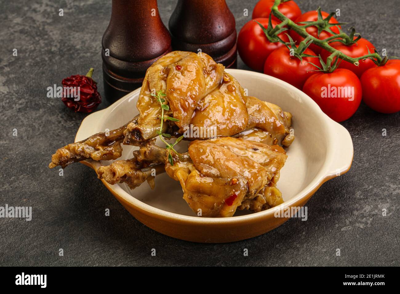 Rabbit stew in sweet and spicy sauce Stock Photo - Alamy