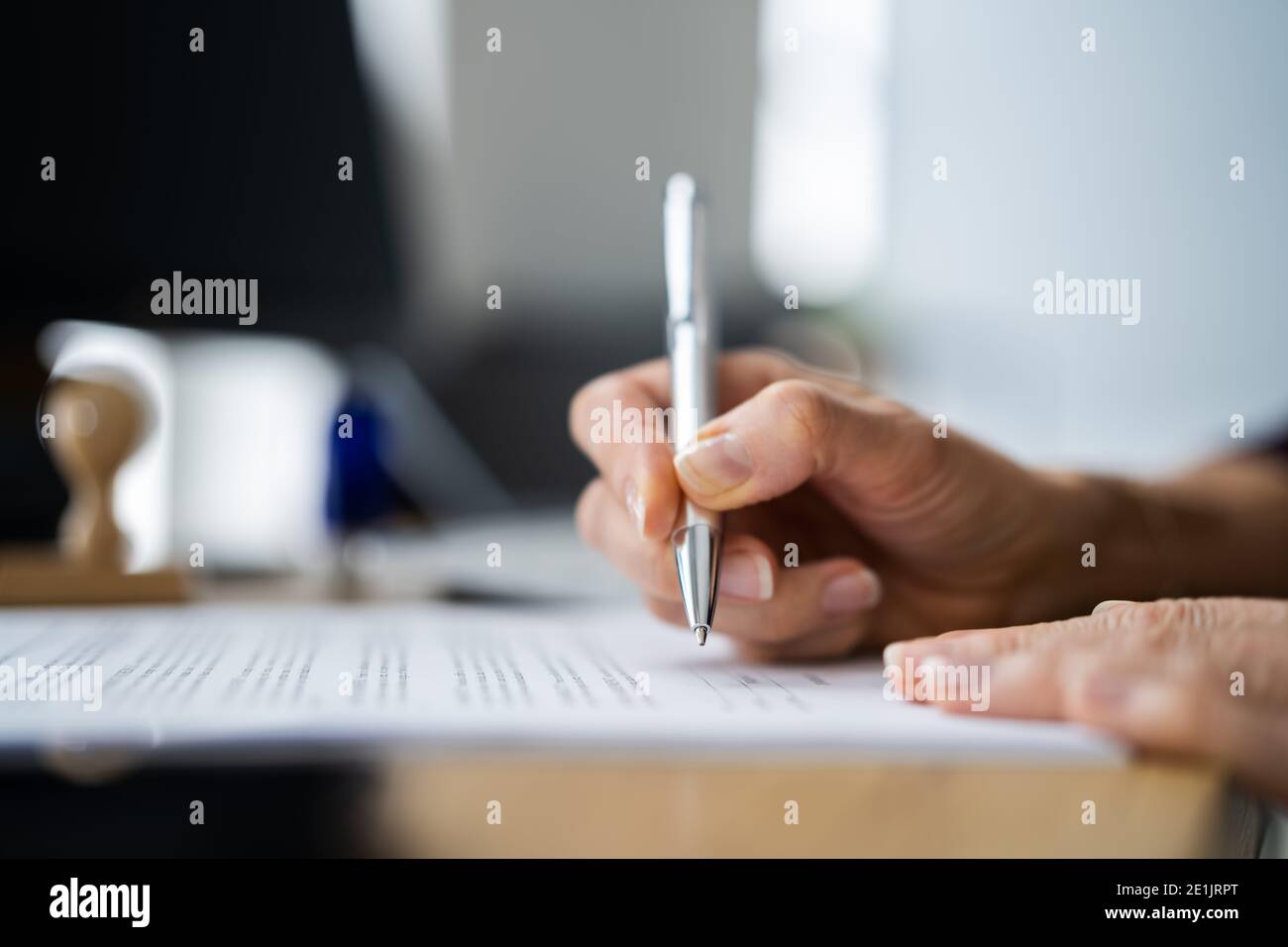 Lawyer Signing Business Contract Document. Customer Paperwork Stock ...