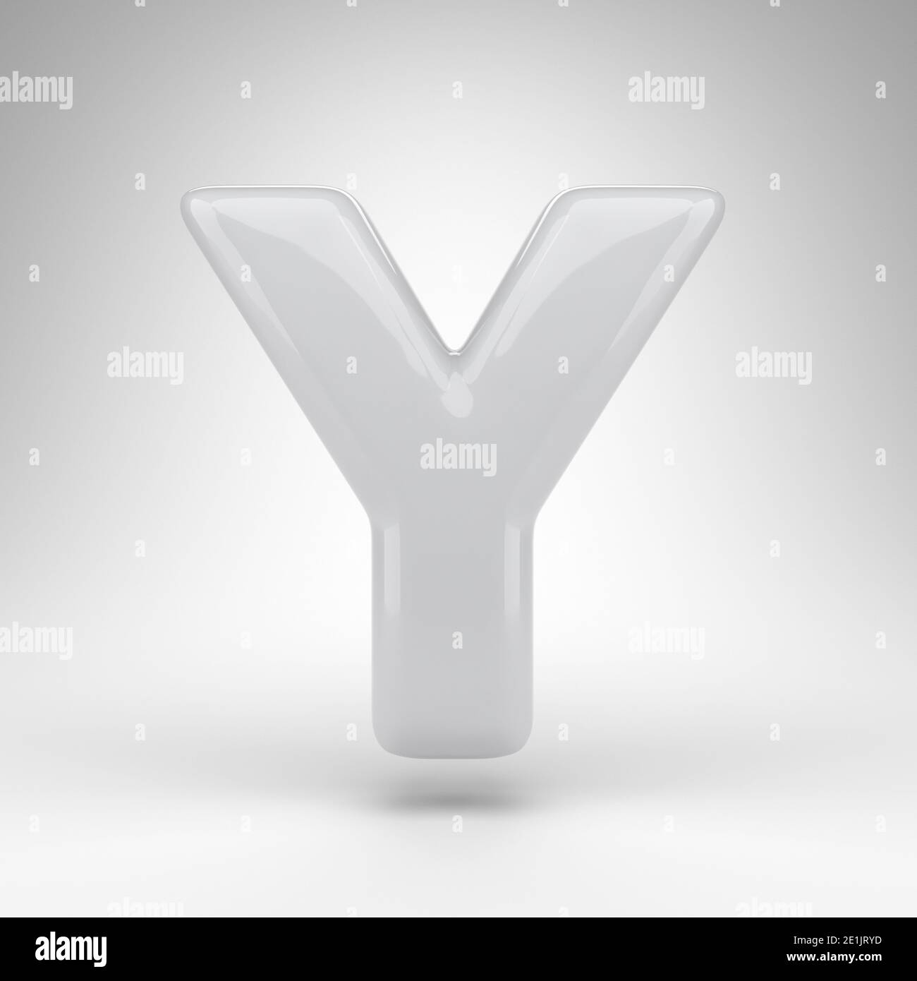 Letter Y uppercase on white background. White plastic 3D rendered font ...