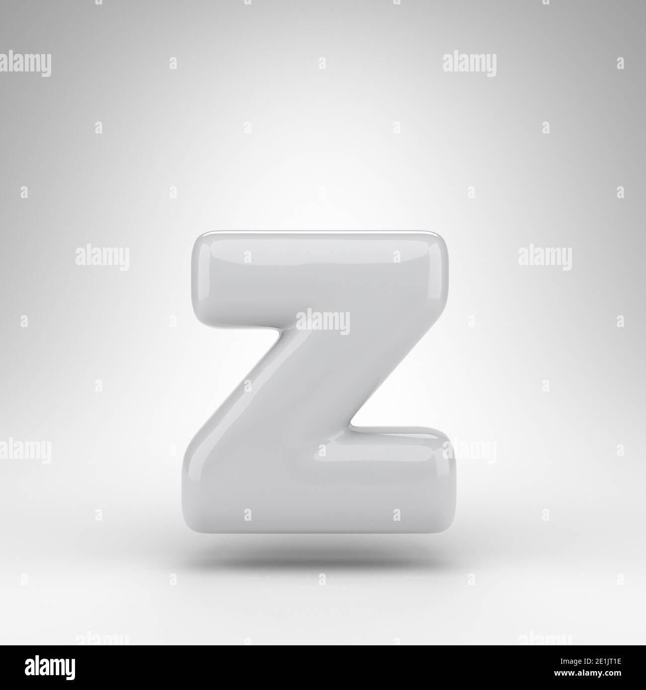 Letter Z lowercase on white background. White plastic 3D rendered font ...