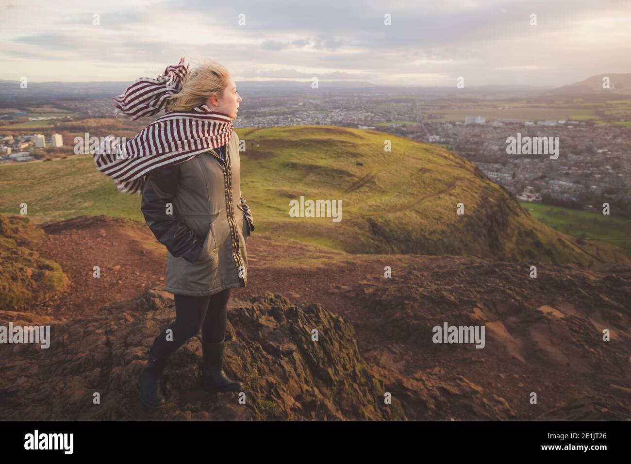 Strong wind blowing woman hi-res stock photography and images - Alamy