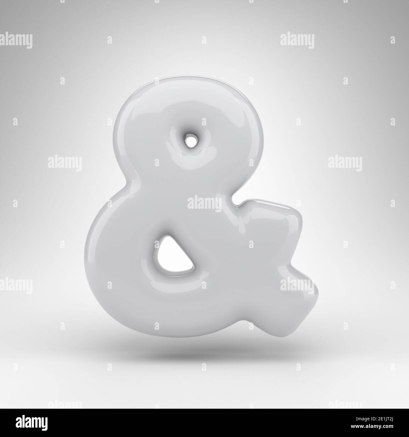 Ampersand symbol on white background. White plastic 3D rendered sign ...