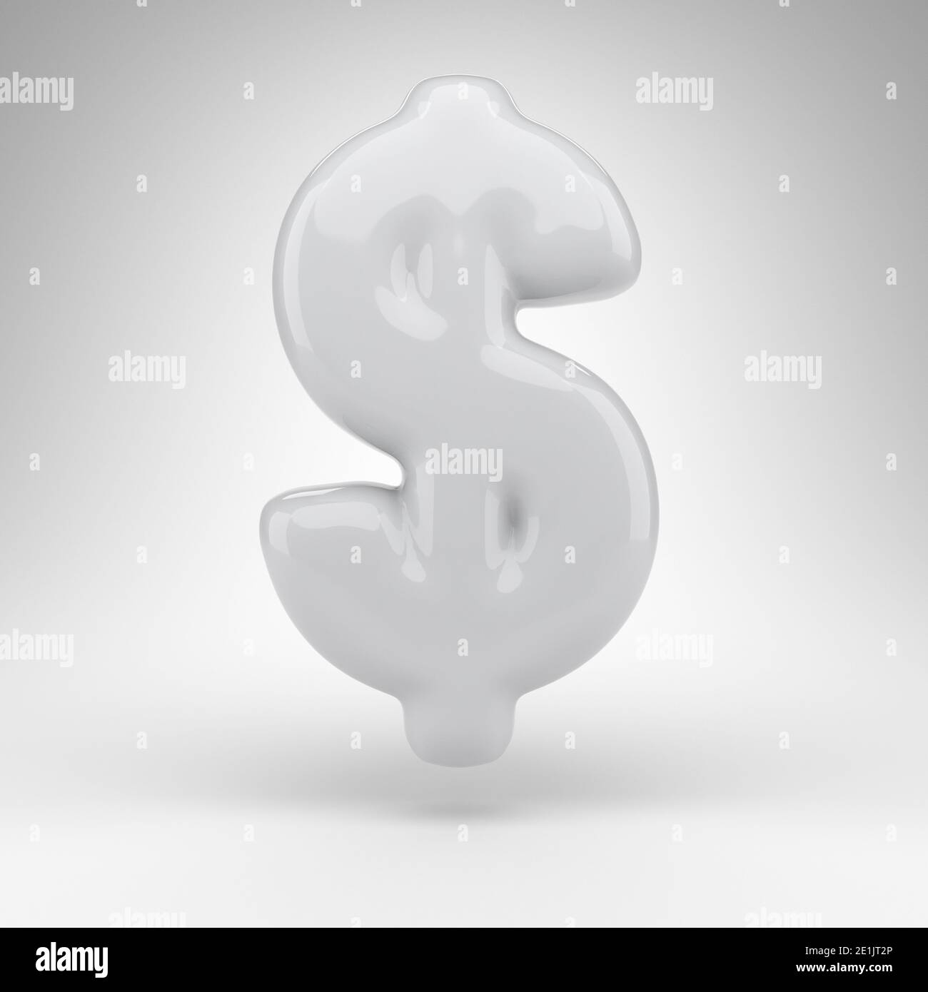 Dollar symbol on white background. White plastic 3D rendered sign with ...