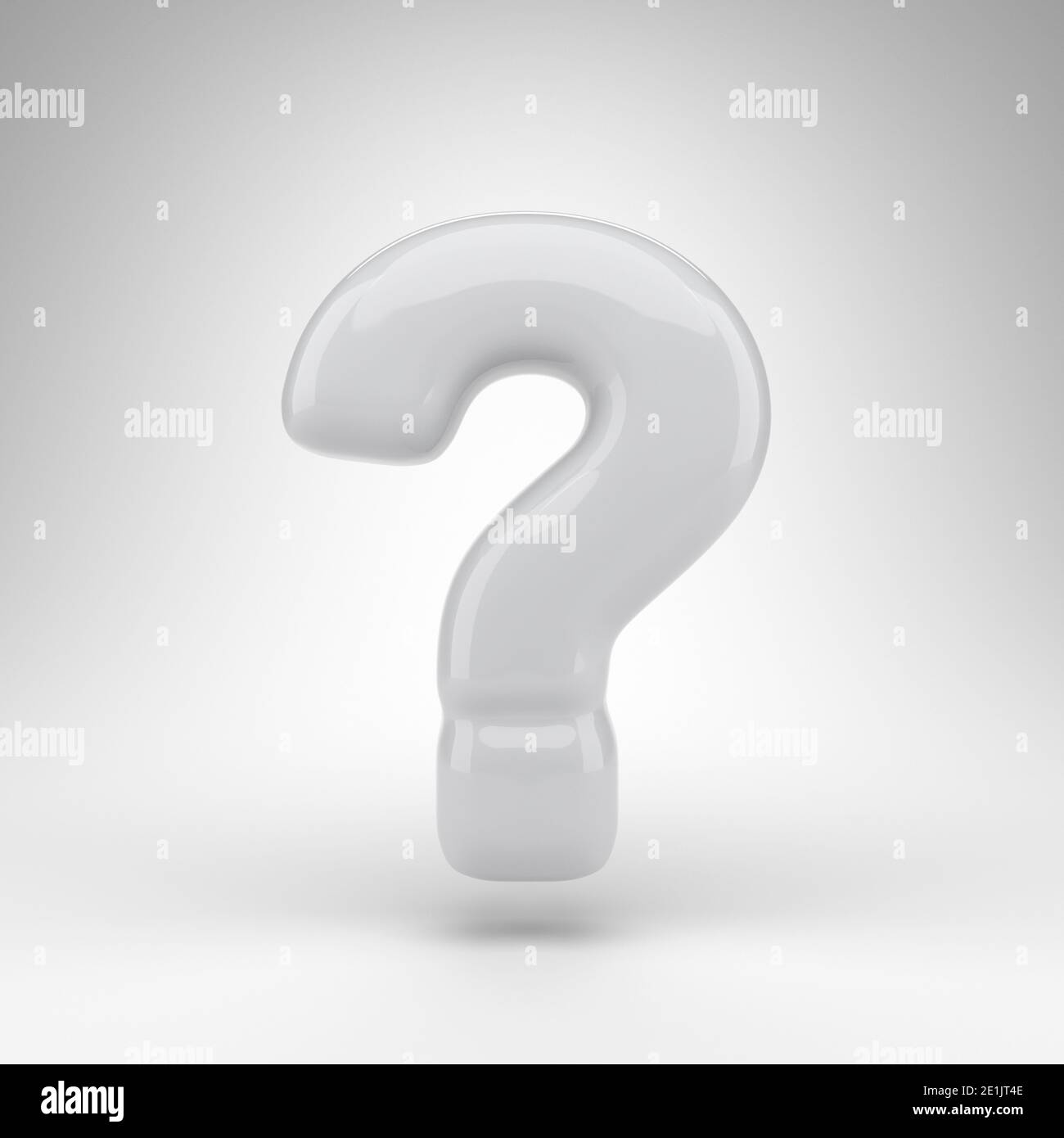Question symbol on white background. White plastic 3D rendered sign ...