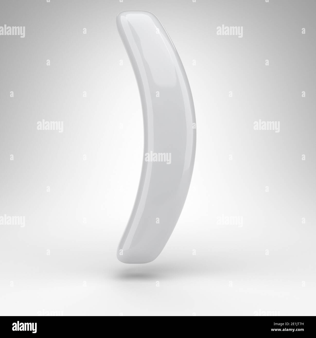 Right round bracket symbol on white background. White plastic 3D ...