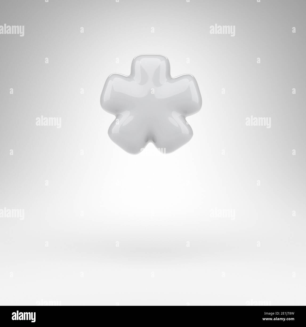 Asterisk symbol on white background. White plastic 3D rendered sign ...