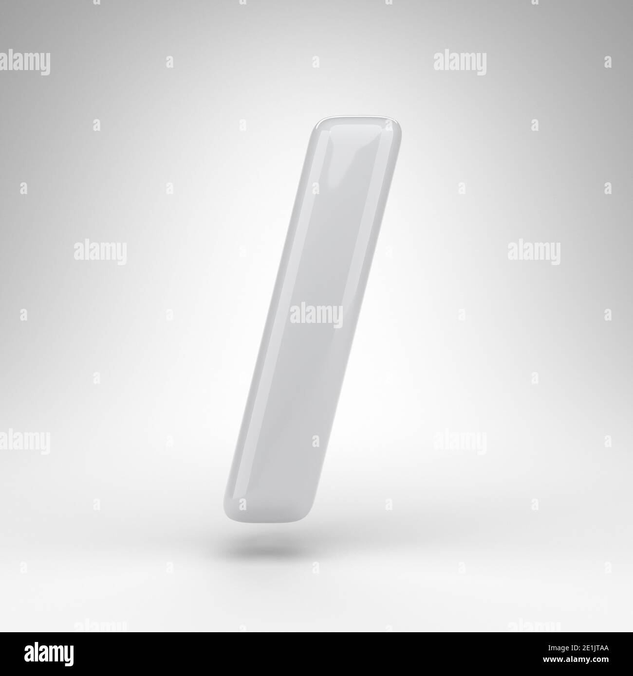 Forward slash symbol on white background. White plastic 3D rendered ...