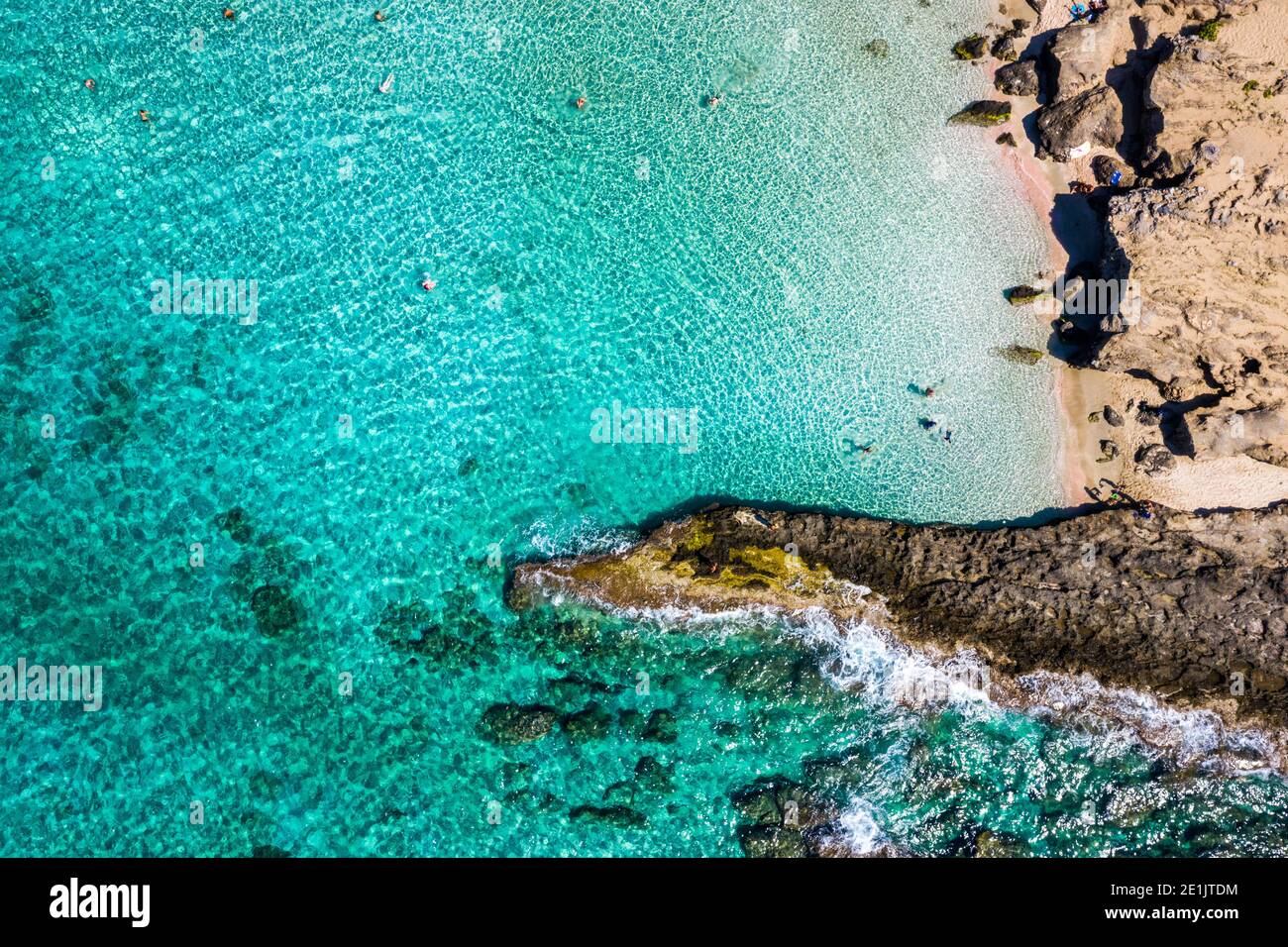 Aerial shot of beautiful turquoise beach Falasarna (Falassarna) in ...