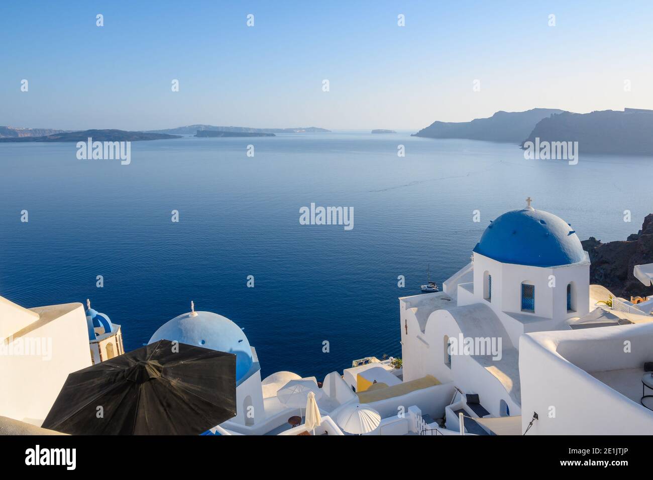 Caldera view from Oia village on Santorini. Cyclades Islands, Greece ...