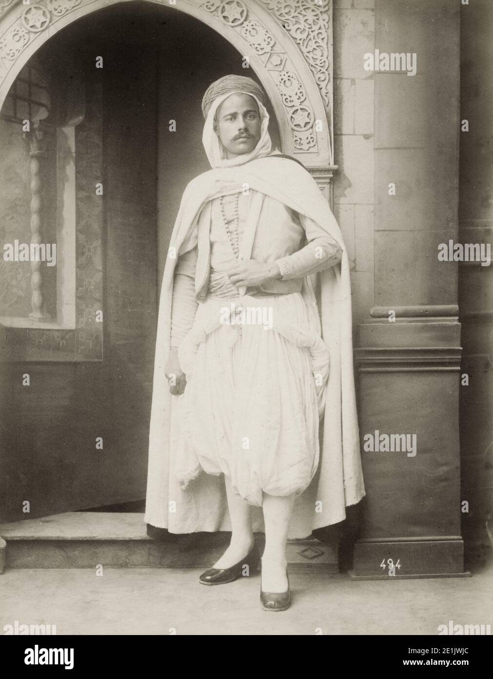 19th century vintage photograph: Algerian man in fine clothing, Algeria ...