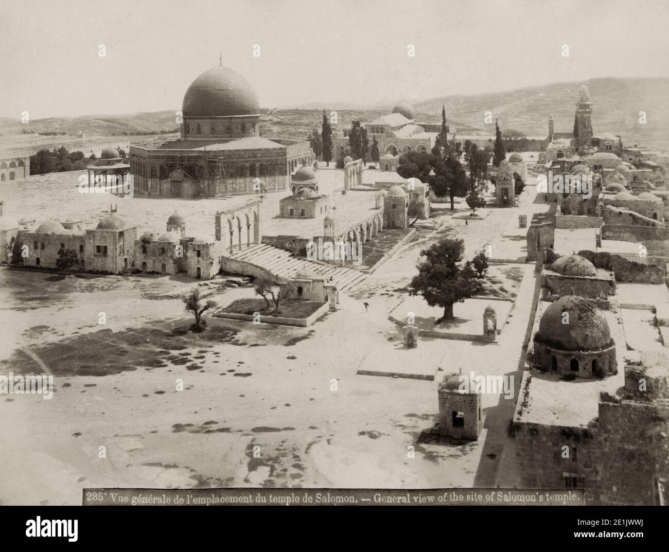 19th century vintage photograph: Al Aqsa mosque and the site of Solomon ...