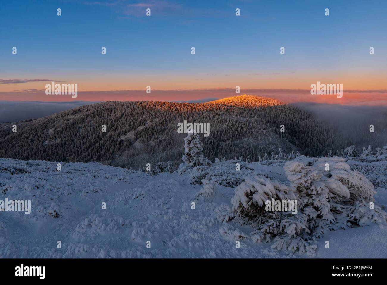Fantastic morning landscape glowing by sunlight. Dramatic wintry scene ...