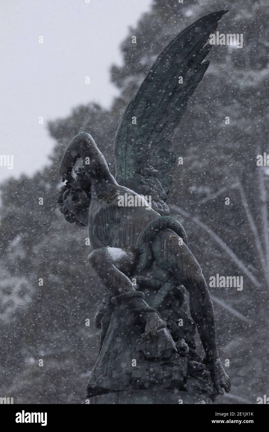 Madrid, Spain - January 07, 2021: A detail of the famous bronze ...