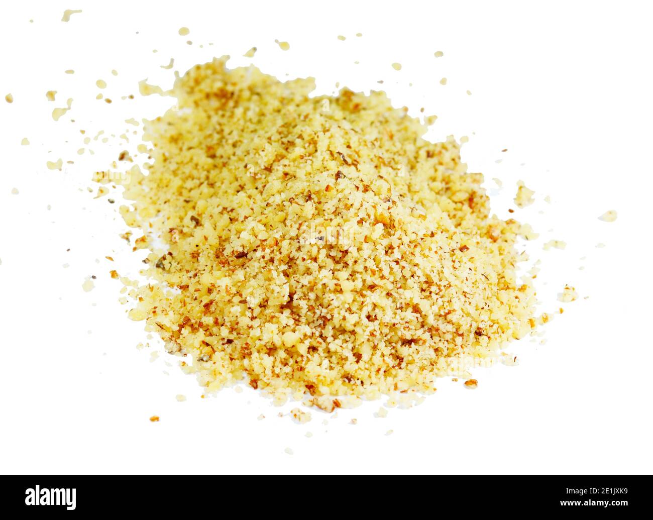 Ground walnuts powder on white. Chopped walnuts pile isolated on white ...