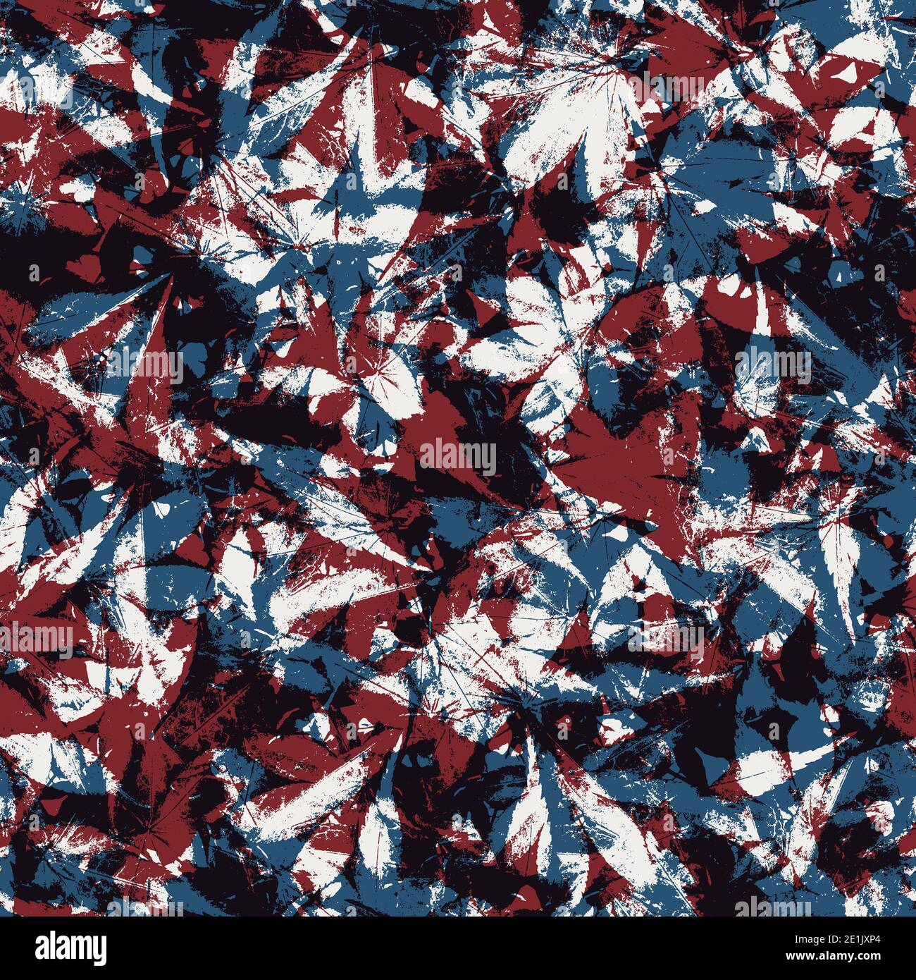 Seamless leaf pattern in red blue black white Stock Photo - Alamy