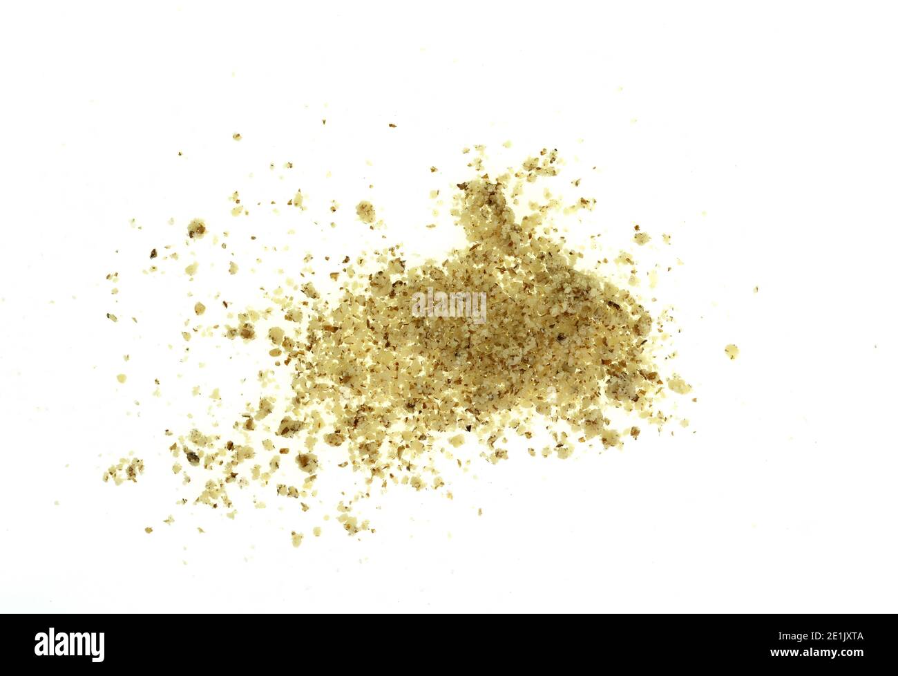 Ground walnuts powder on white. Chopped walnuts pile isolated on white ...