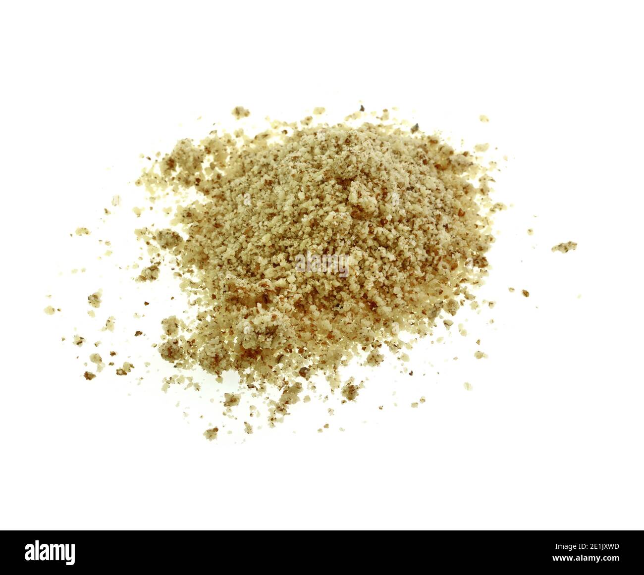 Ground walnuts powder on white. Chopped walnuts pile isolated on white ...