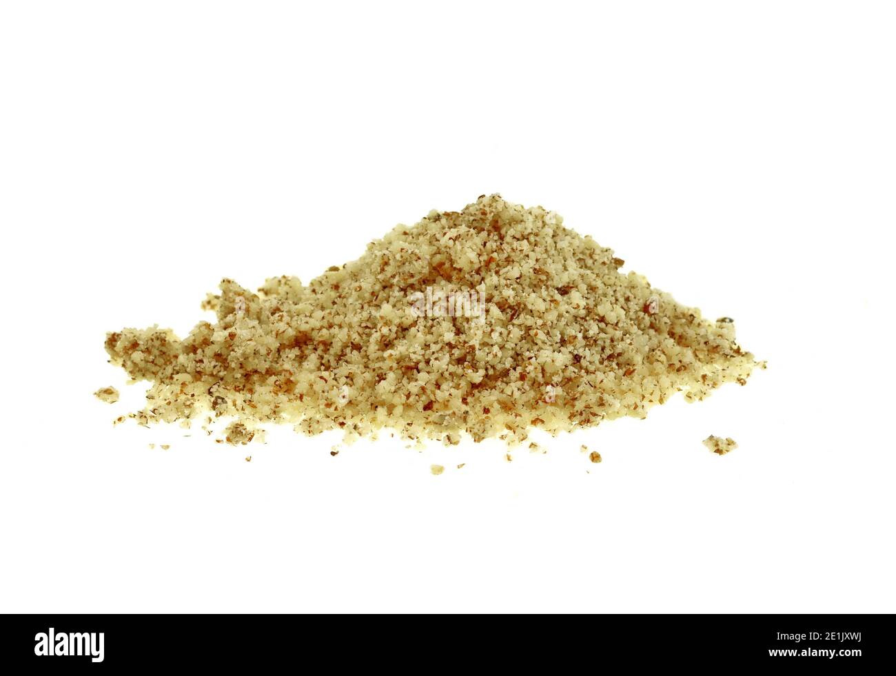 Ground walnuts powder on white. Chopped walnuts pile isolated on white ...