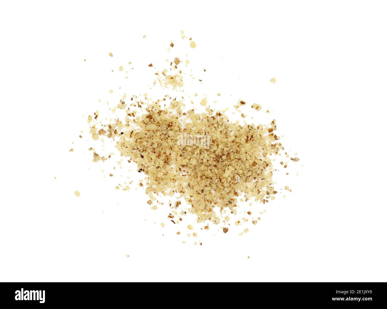 Ground walnuts powder on white. Chopped walnuts pile isolated on white ...