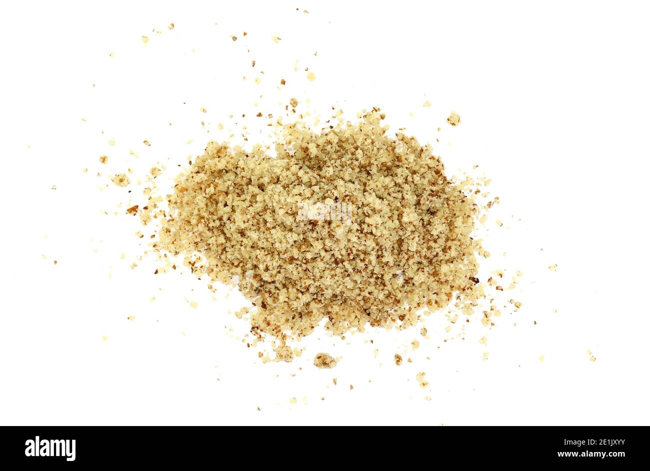 Ground walnuts powder on white. Chopped walnuts pile isolated on white ...