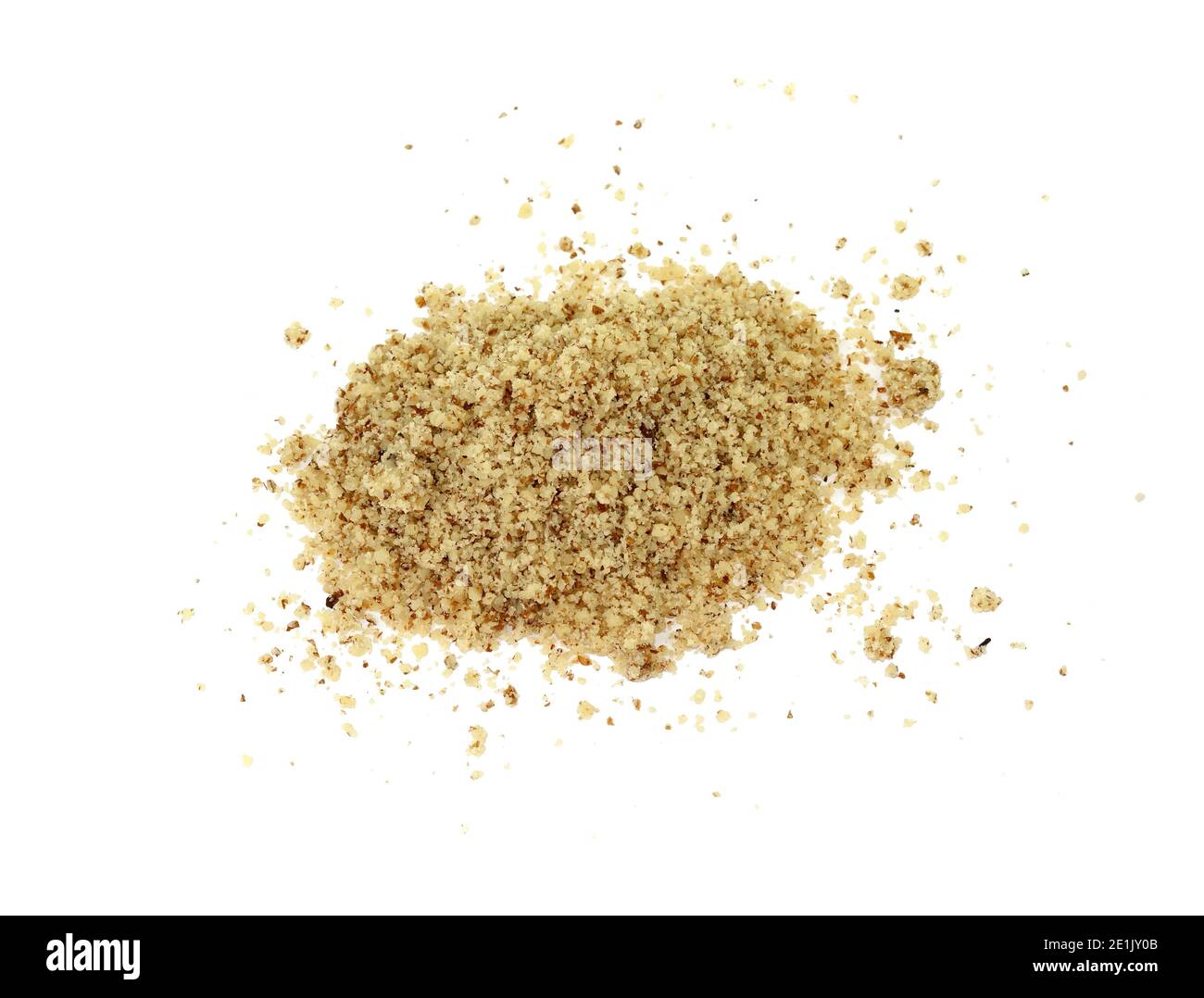 Ground walnuts powder on white. Chopped walnuts pile isolated on white ...