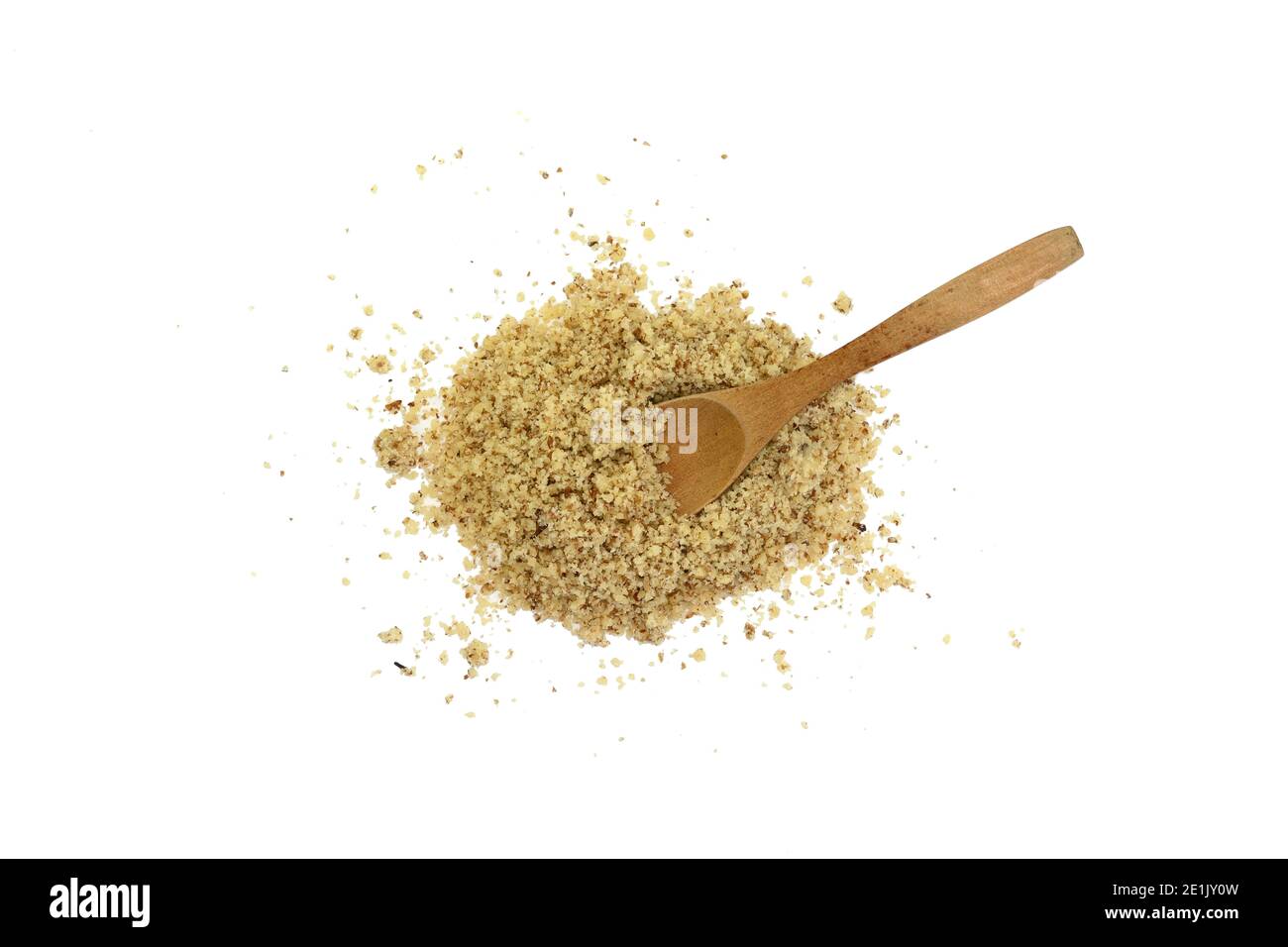 Ground walnuts powder on white. Chopped walnuts pile isolated on white ...