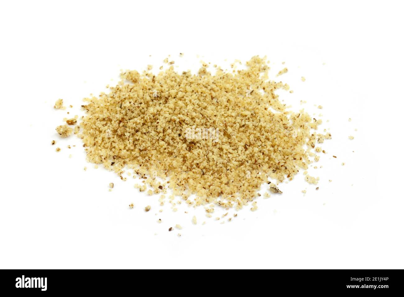 Ground walnuts powder on white. Chopped walnuts pile isolated on white ...