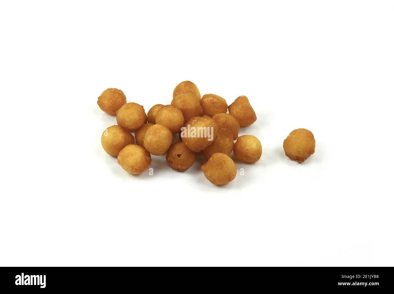 Fried batter pearls isolated on white. Crispy pearls. A soup topping ...