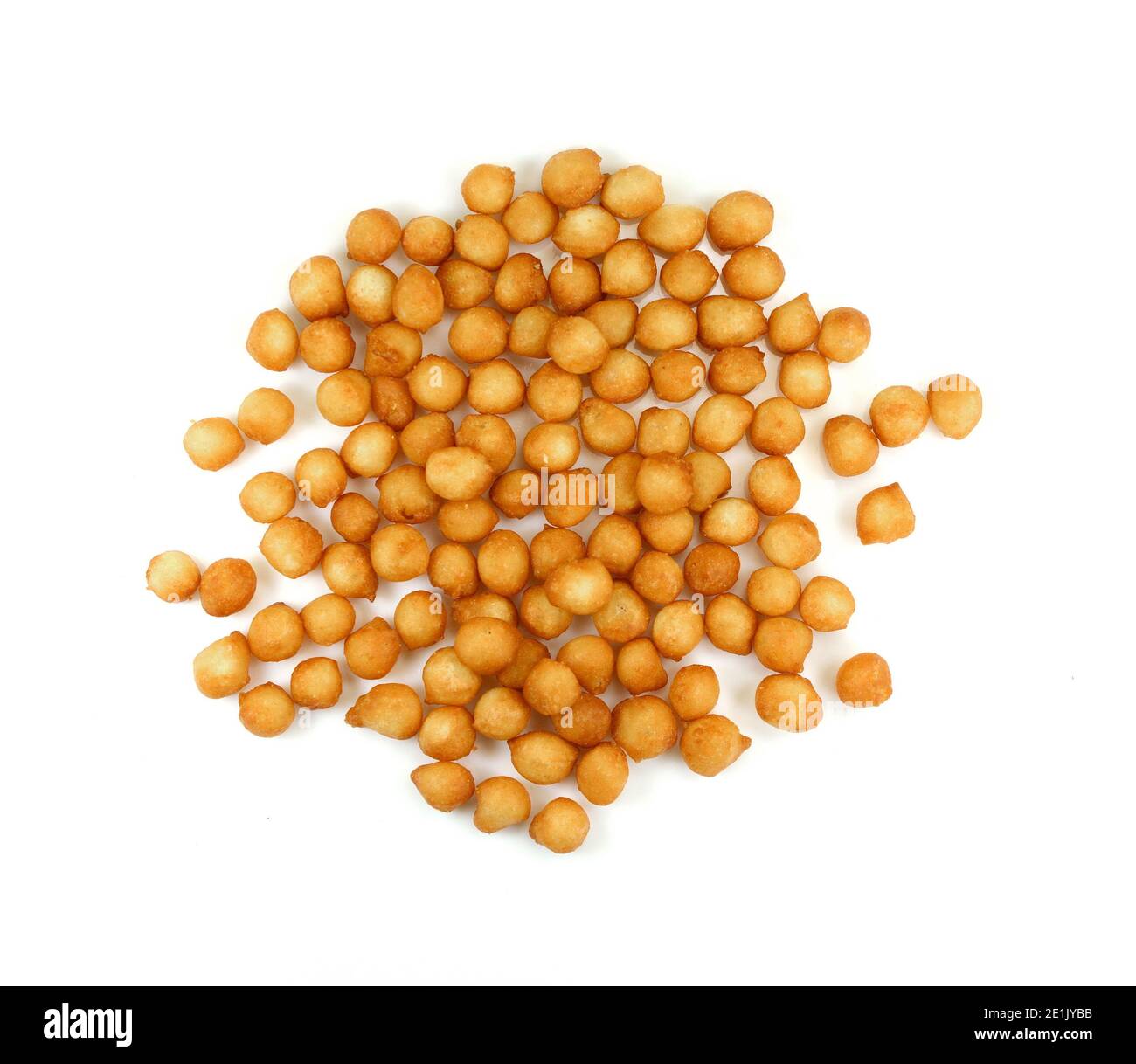 Fried batter pearls isolated on white. Crispy pearls. A soup topping ...