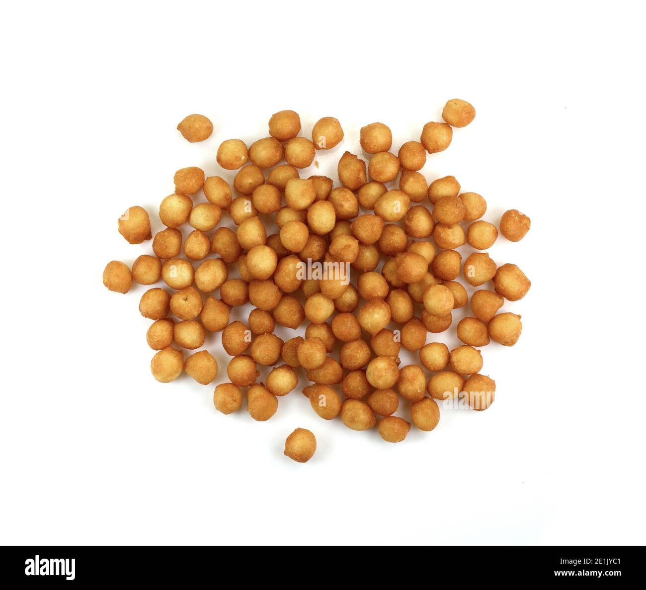 Fried batter pearls isolated on white. Crispy pearls. A soup topping ...