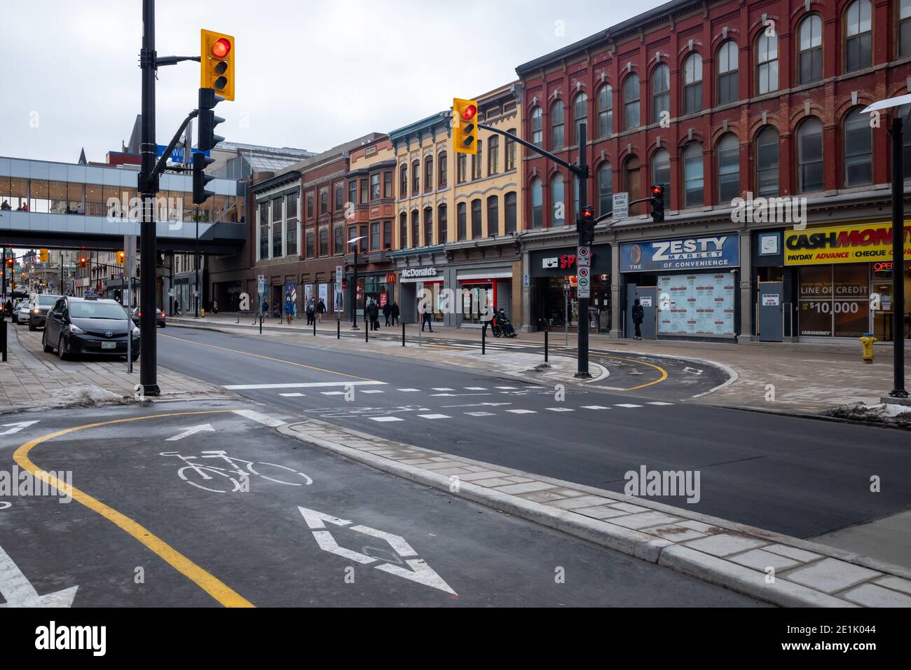 Ottawa, Ontario, Canada - December 22, 2020: A stretch of Rideau Street ...