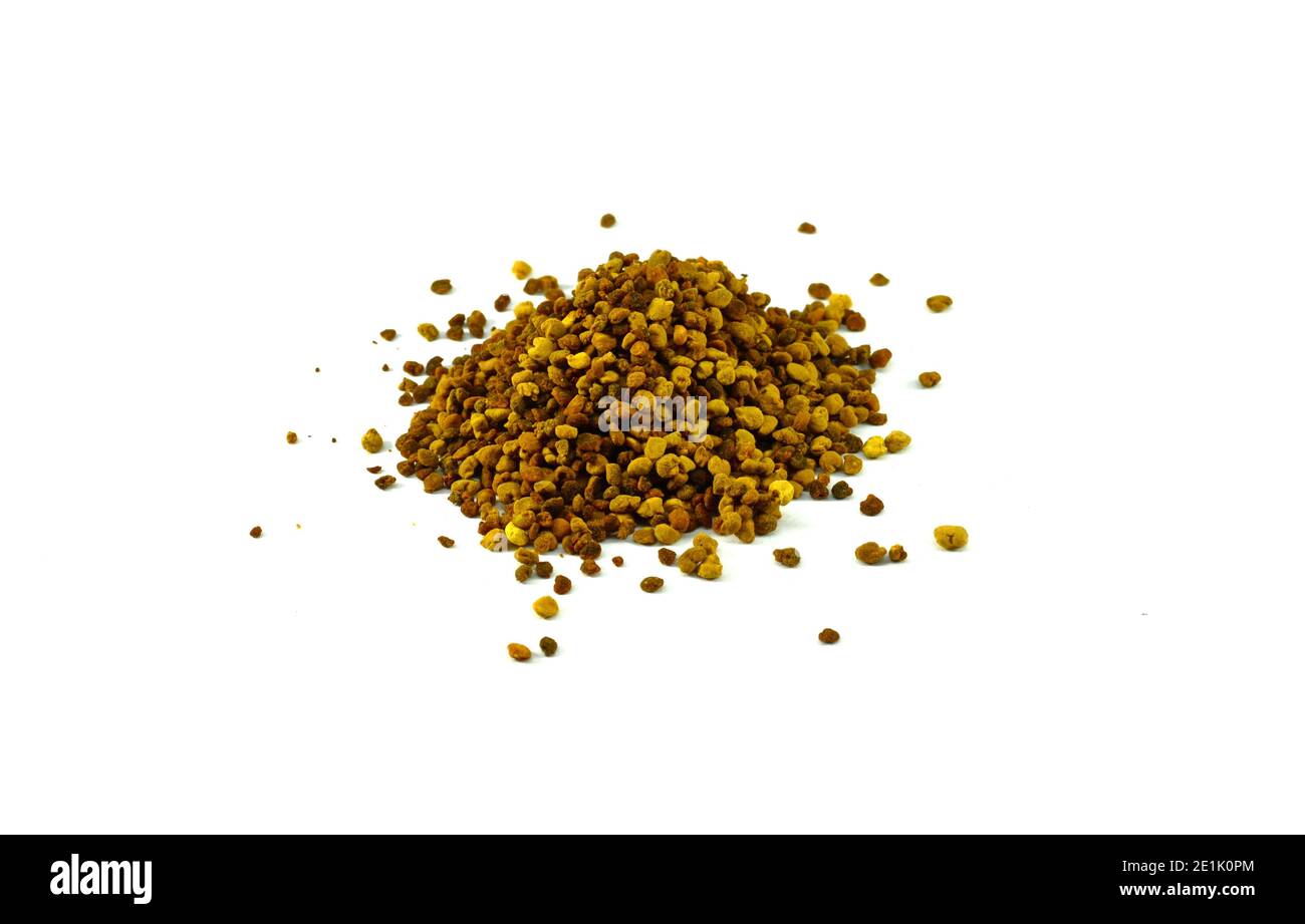 Pile of bee pollen isolated on white Stock Photo - Alamy
